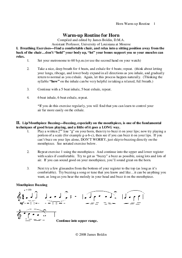 (PDF) Horn Warm-up Routine Warm-up Routine for Horn