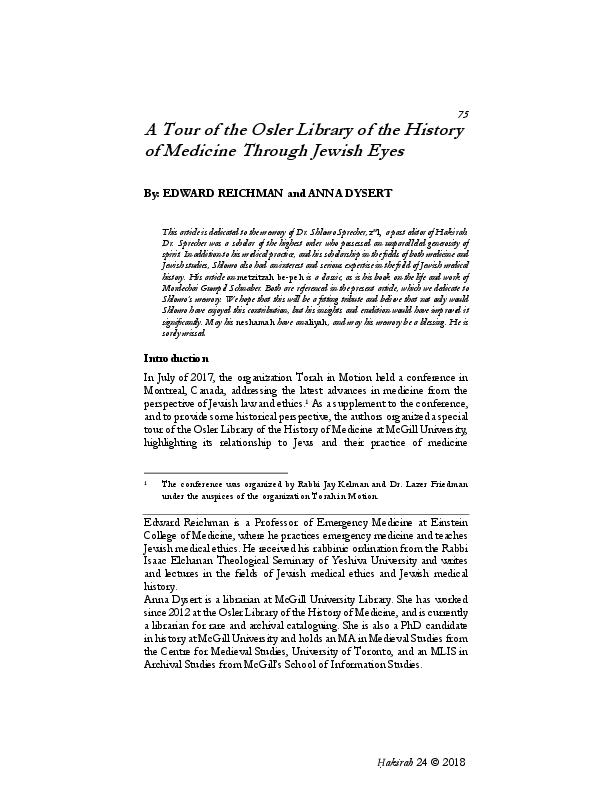 (PDF) A Tour of the Osler Library of the History of Medicine Through ...