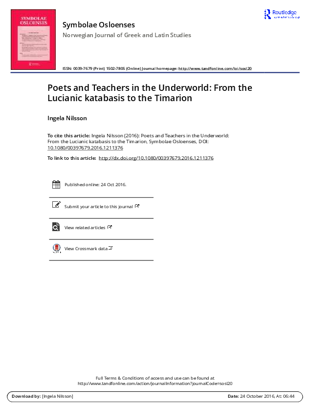(PDF) “Poets and teachers in the underworld: from the Lucianic ...