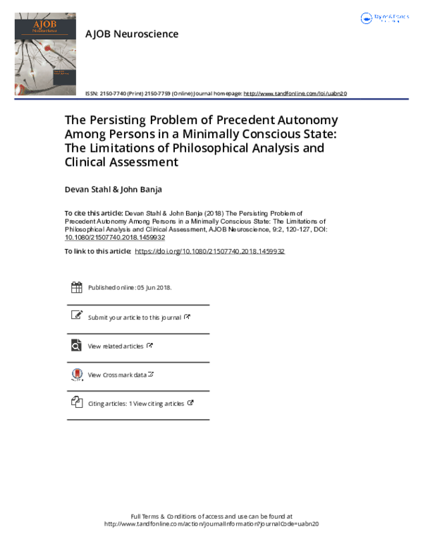 (PDF) The Persisting Problem of Precedent Autonomy Among Persons in a ...