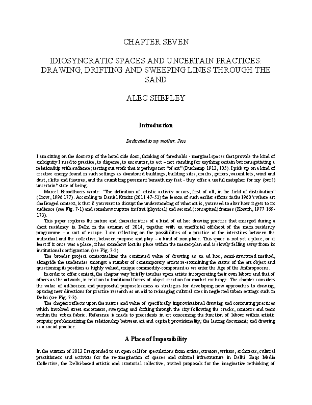 (PDF) IDIOSYNCRATIC SPACES AND UNCERTAIN PRACTICES: DRAWING, DRIFTING ...