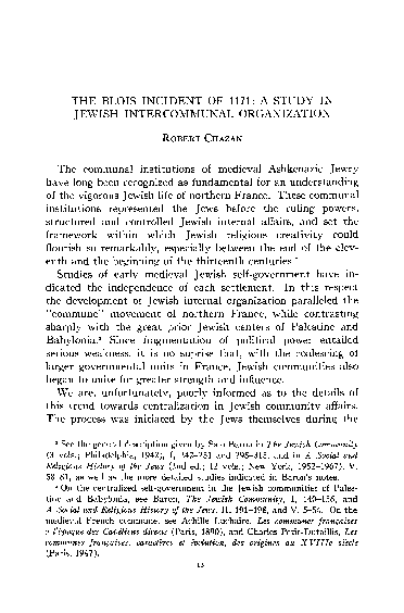 (PDF) Robert Chazan, “The Blois Incident of 1171: A Study in Jewish ...