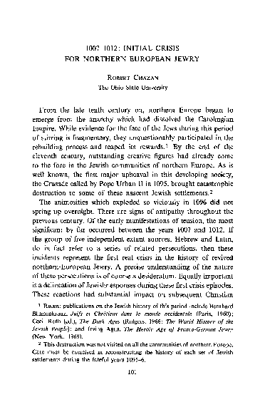 (PDF) Robert Chazan, “1007–1012: Initial Crisis for Northern-European ...