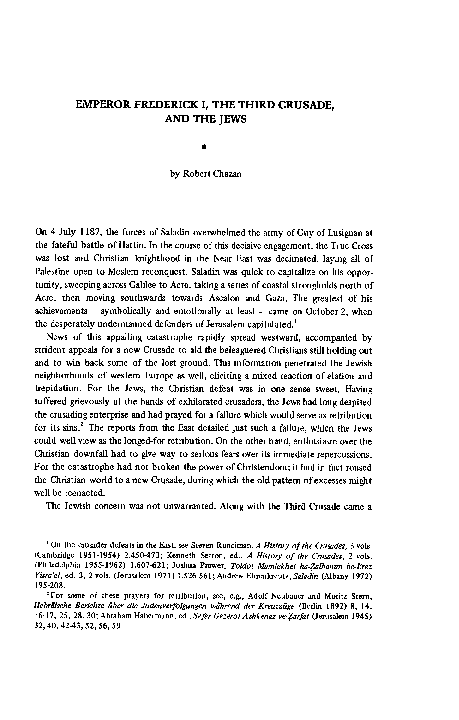(PDF) Robert Chazan, “Emperor Frederick I, the Third Crusade, and the ...