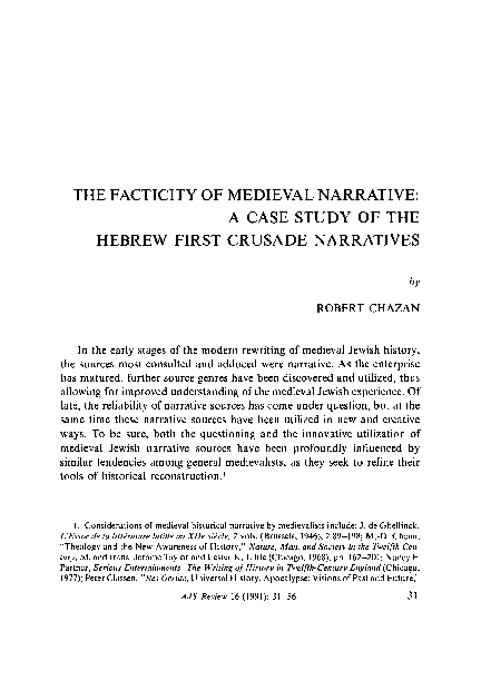 (PDF) Robert Chazan, “The Facticity of Medieval Narrative: A Case Study ...