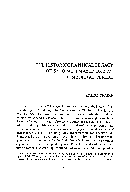 (PDF) Robert Chazan, “The Historiographical Legacy of Salo Wittmayer ...