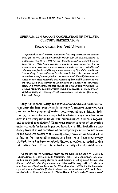 (PDF) Robert Chazan, “Ephraim ben Jacob’s Compilation of Twelfth ...