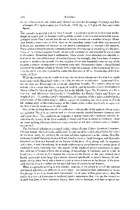 (PDF) Robert Chazan, “Review of ‘Juden und Christen zur Zeit der ...