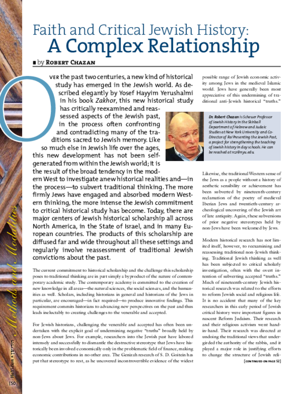 (PDF) Robert Chazan, “Faith and Critical Jewish History: A Complex ...