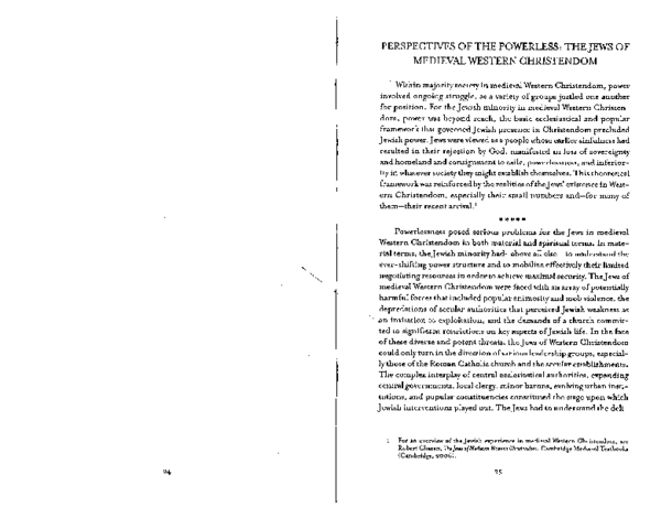 (PDF) Robert Chazan, “Perspectives of the Powerless: The Jews of ...