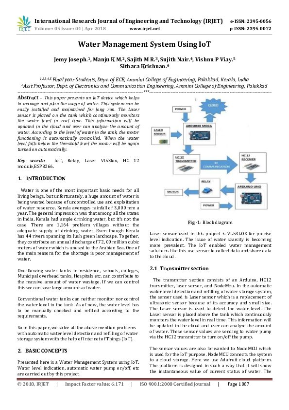 (PDF) Water Management System using IoT