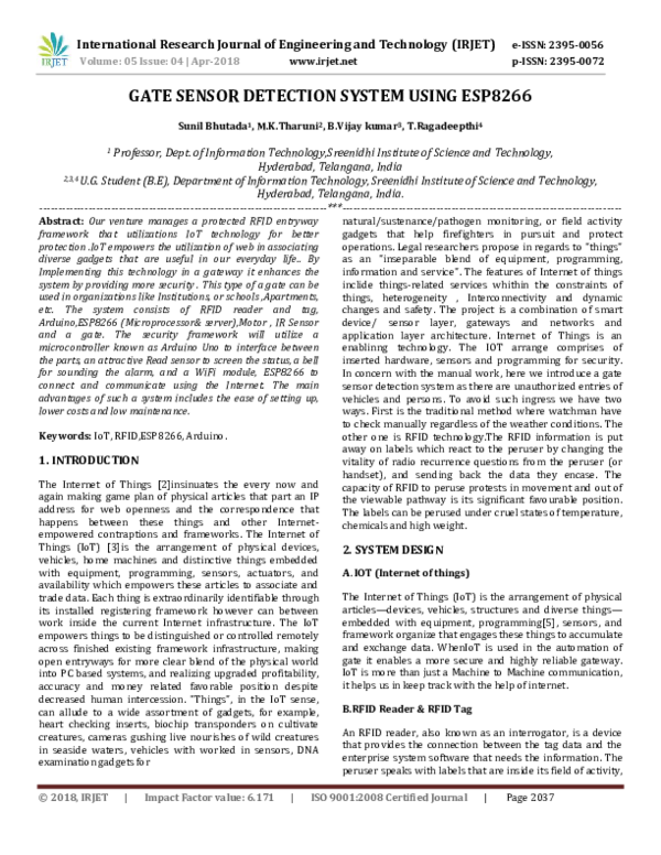 (PDF) Gate Sensor Detection System using ESP8266