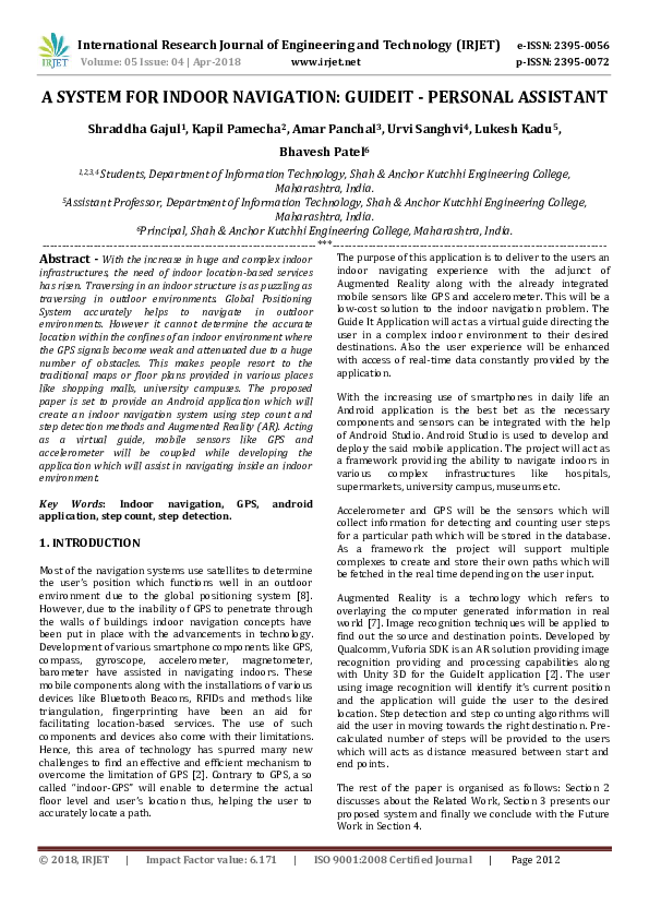 (PDF) A System for Indoor Navigation: GuideIt - Personal Assistant ...