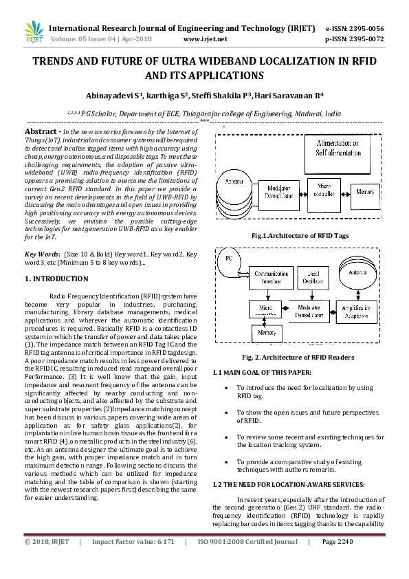 Pdf Trends And Future Of Ultra Wideband Localization In Rfid And Its Applications