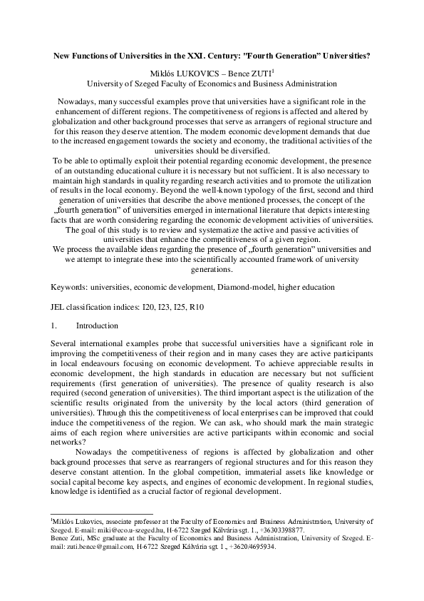 (PDF) New Functions of Universities in Century XXI Towards Fourth ...