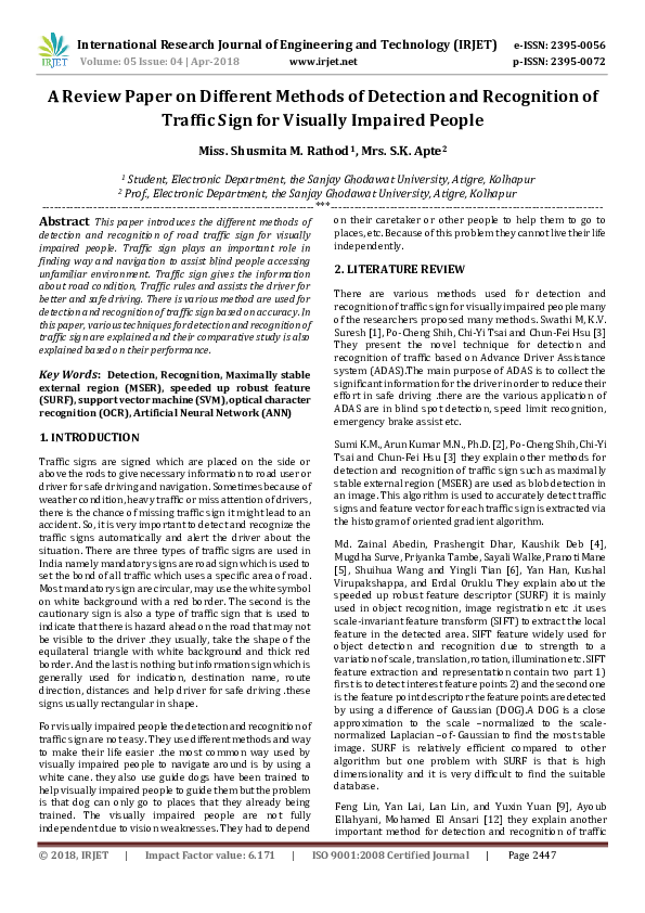 (PDF) A Review Paper on Different Methods of Detection and Recognition ...