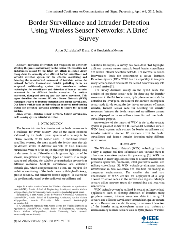 Pdf Border Surveillance And Intruder Detection Using Wireless Sensor
