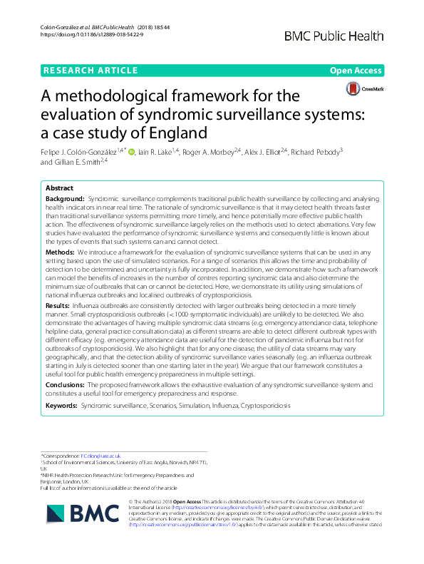 (PDF) A methodological framework for the evaluation of syndromic ...