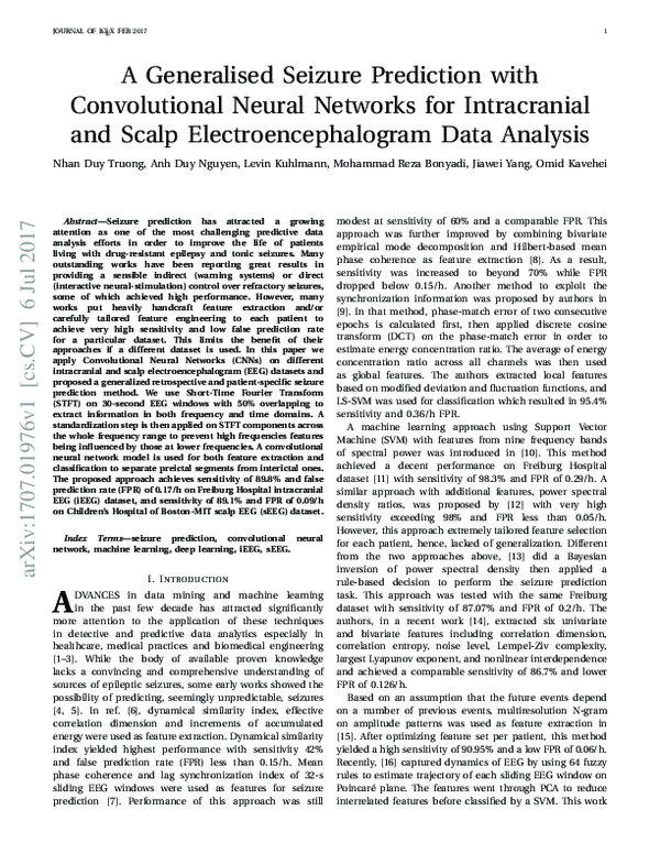 (PDF) A Generalised Seizure Prediction with Convolutional Neural Networks for Intracranial and ...