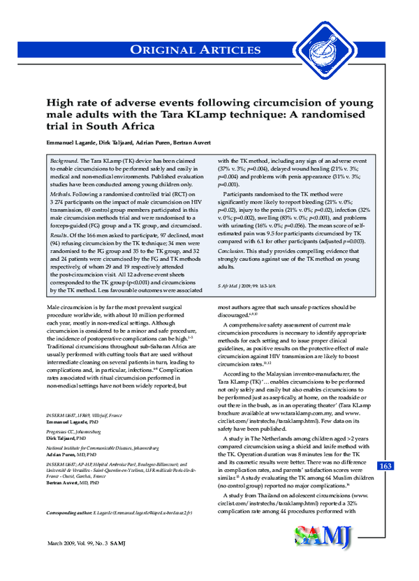 (PDF) High rate of adverse events following circumcision of young male adults with the Tara ...