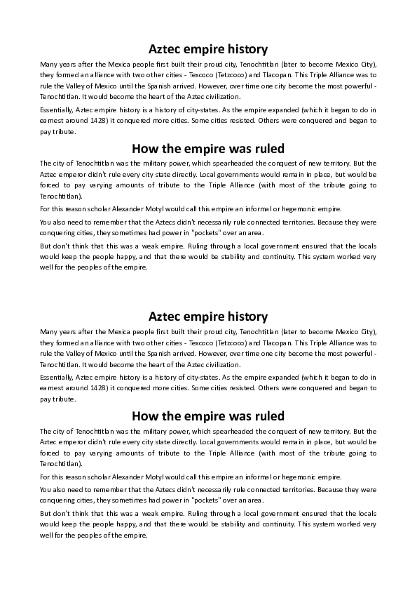 (DOC) Aztec empire history