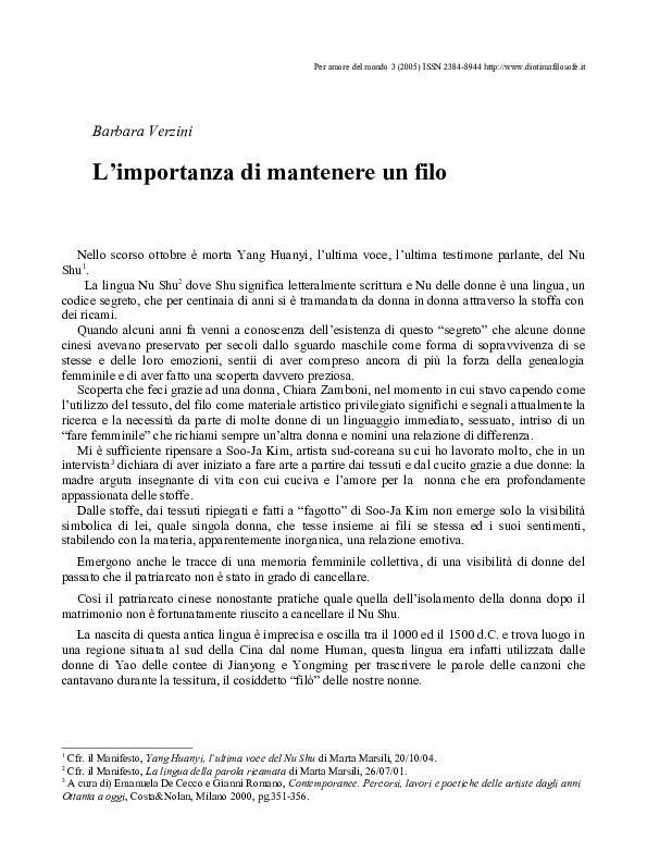 (PDF) L' importanza di mantenere un filo