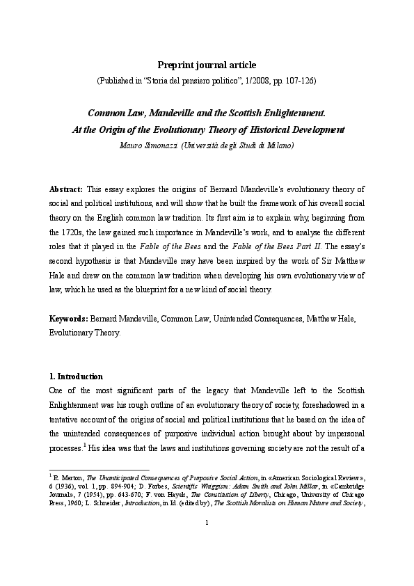 (PDF) Common Law, Mandeville and the Scottish Enlightenment