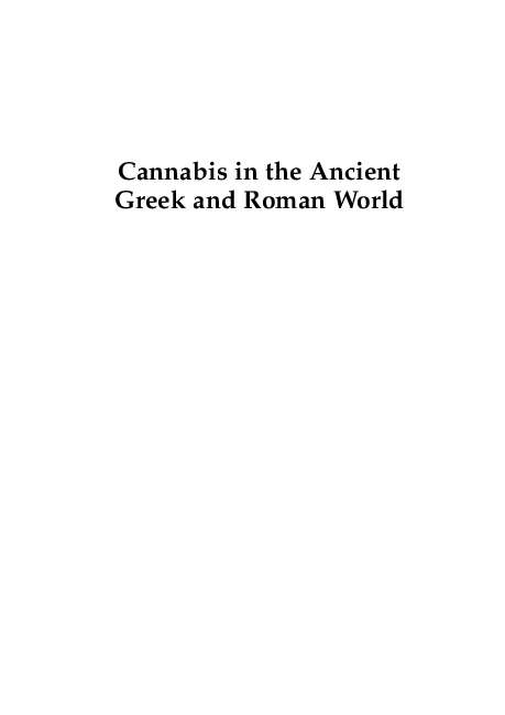 (PDF) Cannabis in the Ancient Greek and Roman World (Lexington Books ...