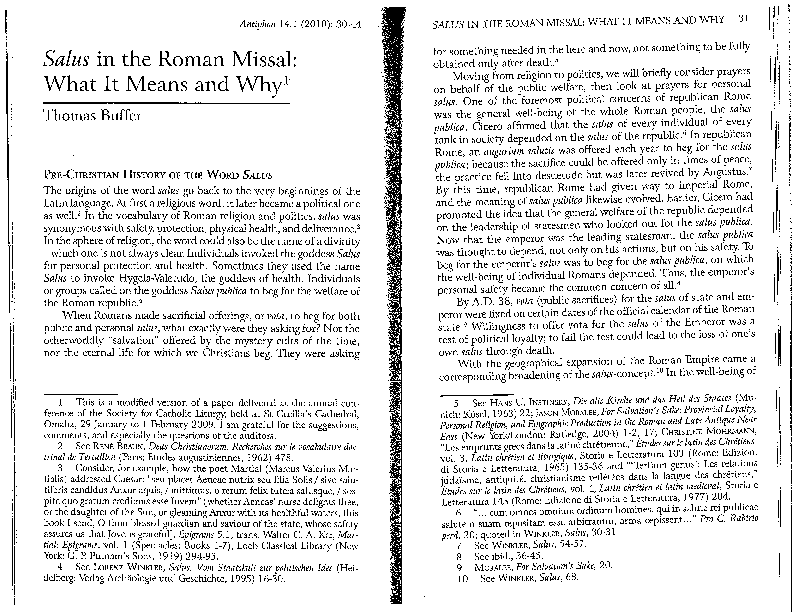 (PDF) Salus in the Roman Missal: What It Means and Why