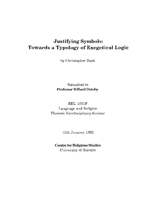 (PDF) JUSTIFYING SYMBOLS: TOWARDS A TYPOLOGY OF EXEGETICAL LOGIC