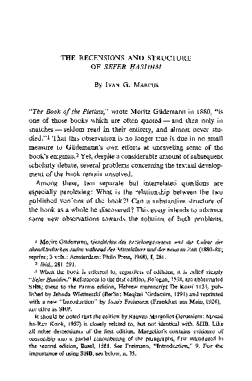 (PDF) Ivan G. Marcus, “The Recensions and Structure of Sefer Hasidim ...
