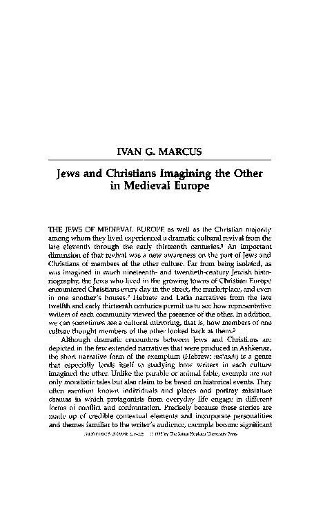 (PDF) Ivan G. Marcus, “Jews and Christians Imagining the Other in ...