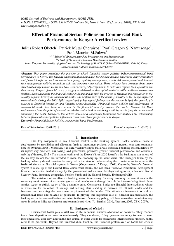 (PDF) Effect of Financial Sector Policies on Commercial Bank ...