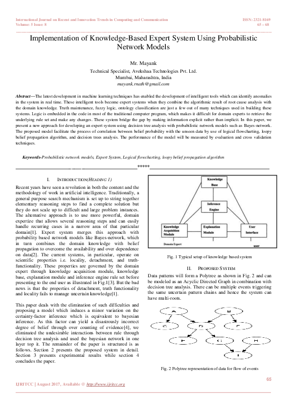 (PDF) Implementation of Knowledge-Based Expert System Using Probabilistic Network Models