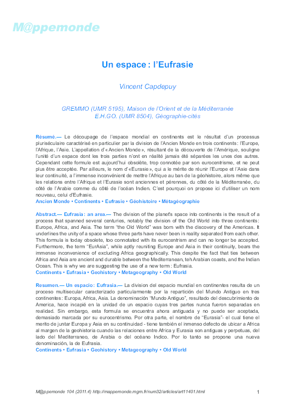 (PDF) Un espace : l'Eufrasie
