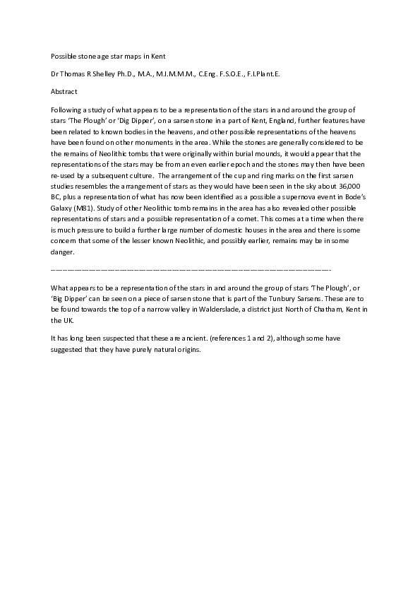 (PDF) Possible stone age star maps in Kent