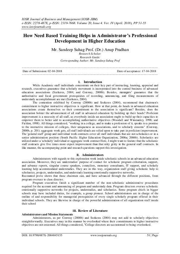 (PDF) How Need Based Training Helps in Administrator's Professional ...