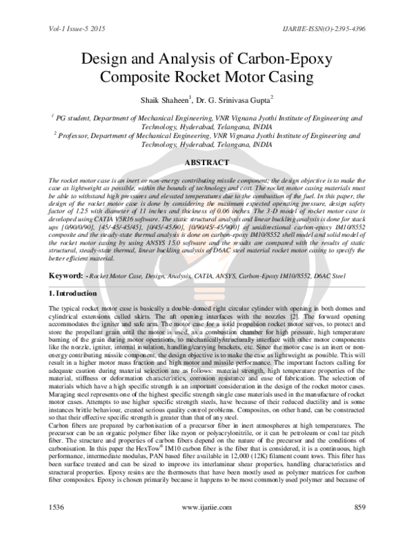 (PDF) Design and Analysis of Carbon-Epoxy Composite Rocket Motor Casing