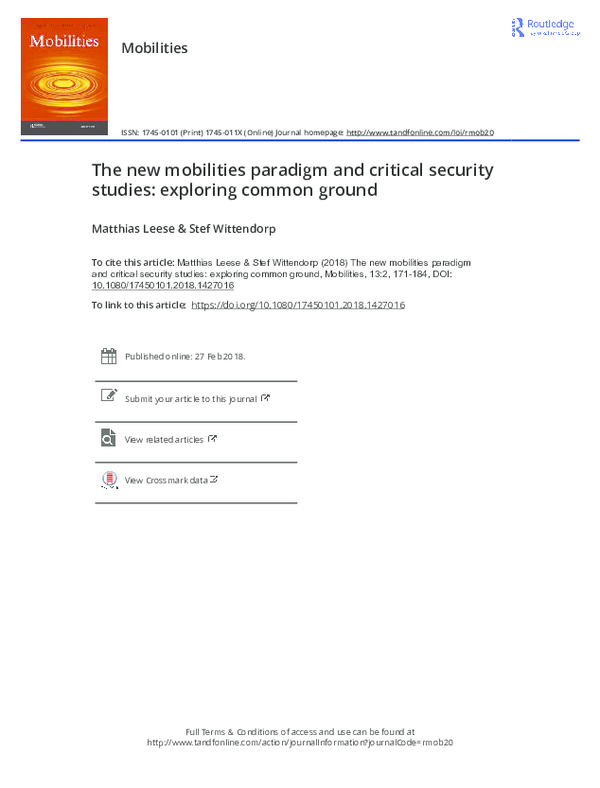 (PDF) The new mobilities paradigm and critical security studies ...