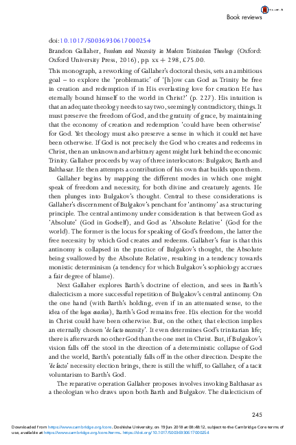 (PDF) Review of Brandon Gallaher, Freedom and Necessity in Modern ...