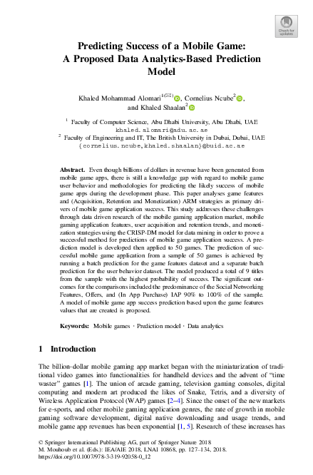 (PDF) Predicting Success of a Mobile Game: A Proposed Data Analytics ...