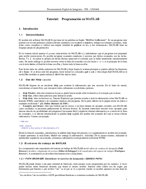 Pdf Tutorial Programación En Matlab