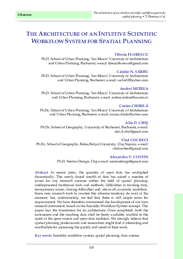 Pdf The Architecture Of An Intuitive Scientific Workflow System For Spatial Planning
