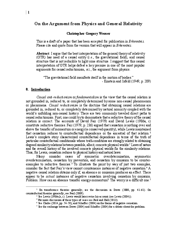 (PDF) On the Argument from Physics and General Relativity