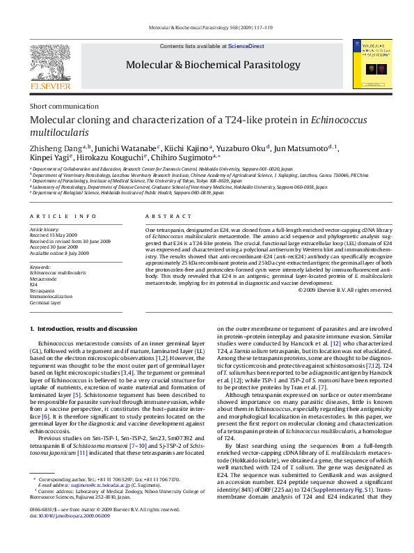 (PDF) Molecular and immunological characterization of the C-terminal region of a new ...