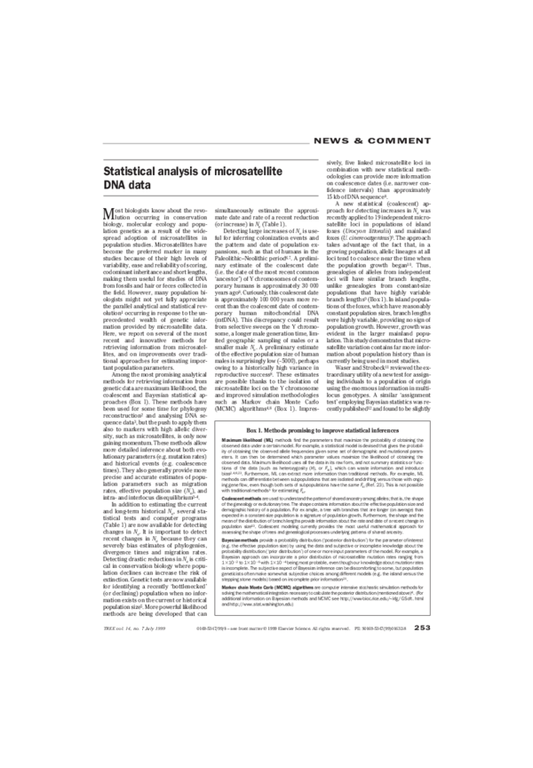 (PDF) Statistical analysis of microsatellite DNA data