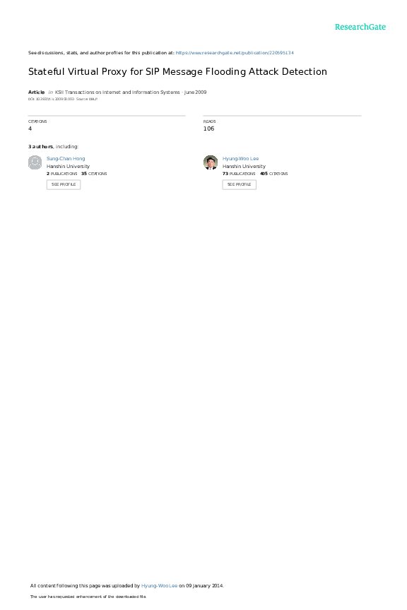 Pdf Stateful Virtual Proxy For Sip Message Flooding Attack Detection