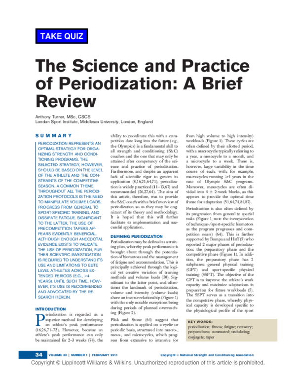 (PDF) The Science and Practice of Periodization: A Brief Review ...
