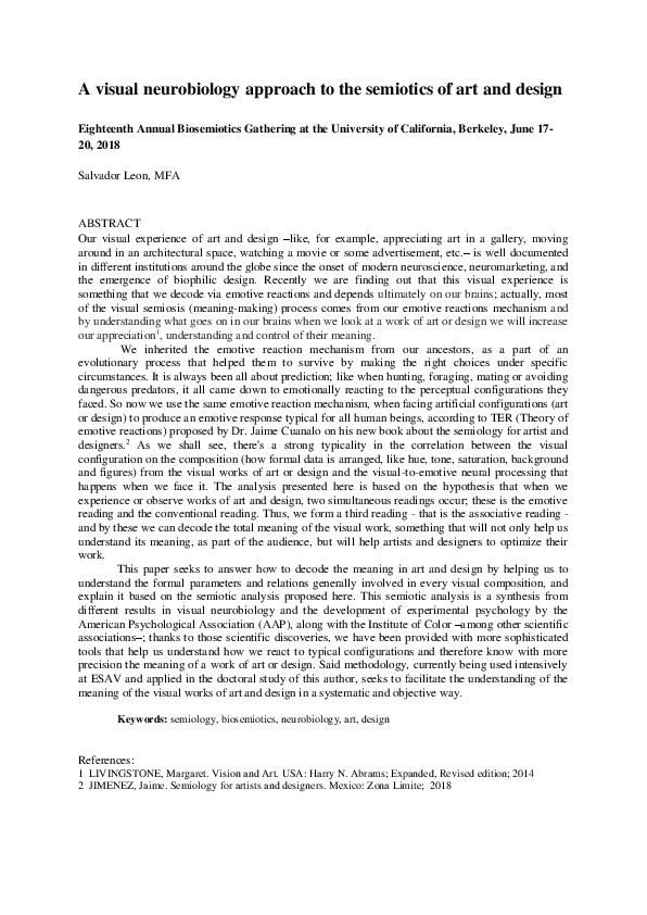 (PDF) A visual neurobiology approach to the semiotics of art and design ...