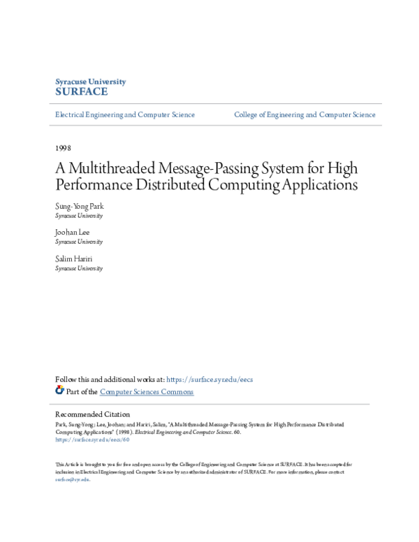Pdf A Multithreaded Message Passing System For High Performance